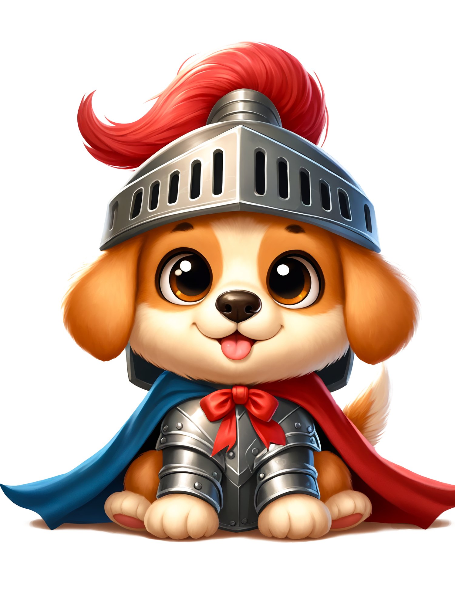 Clipart of funny and cute cartoon puppy in knight costume