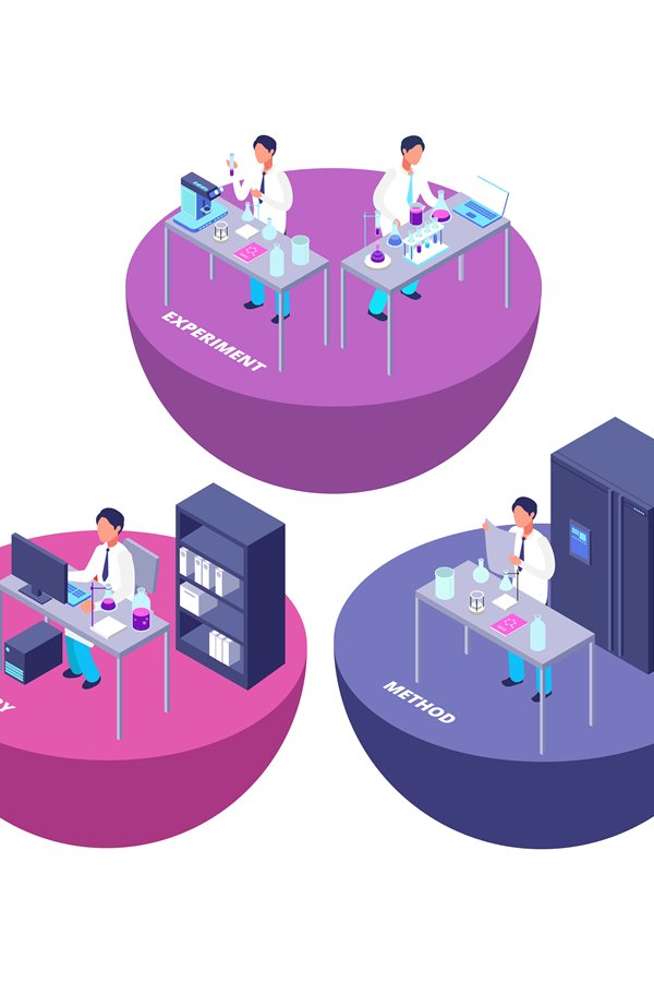 Chemistry 3d isometric research lab with chemical laboratory
