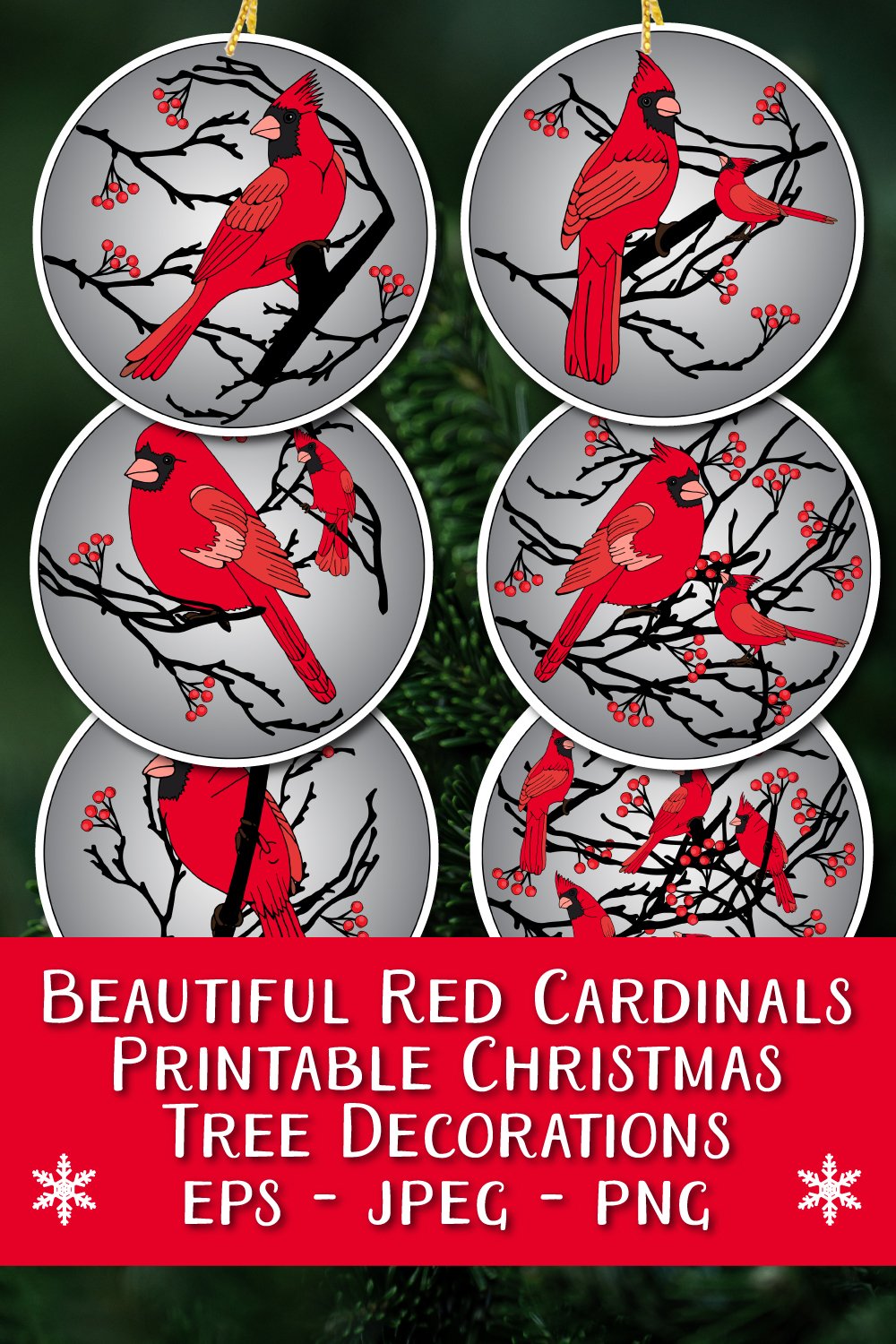 Red Cardinal Birds Christmas Tree Ornaments Bundle (1625121)