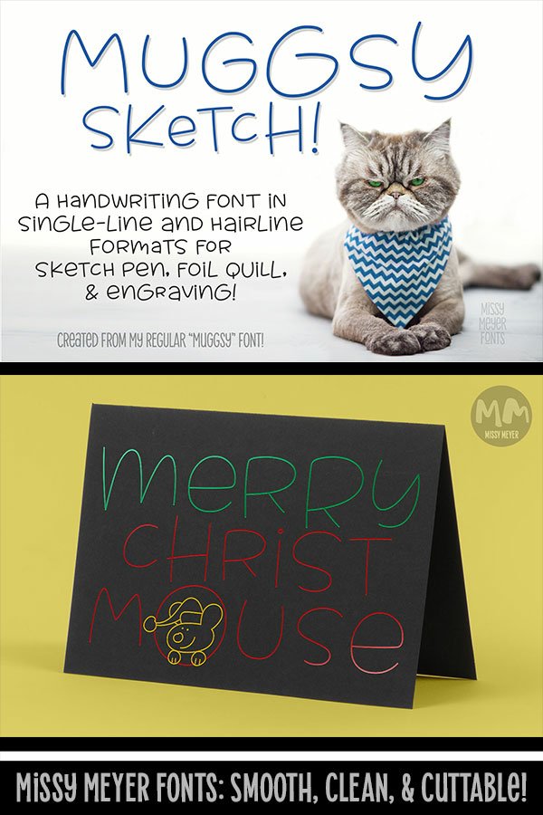 Muggsy Sketch - a quirky fun single-line hairline pen font!