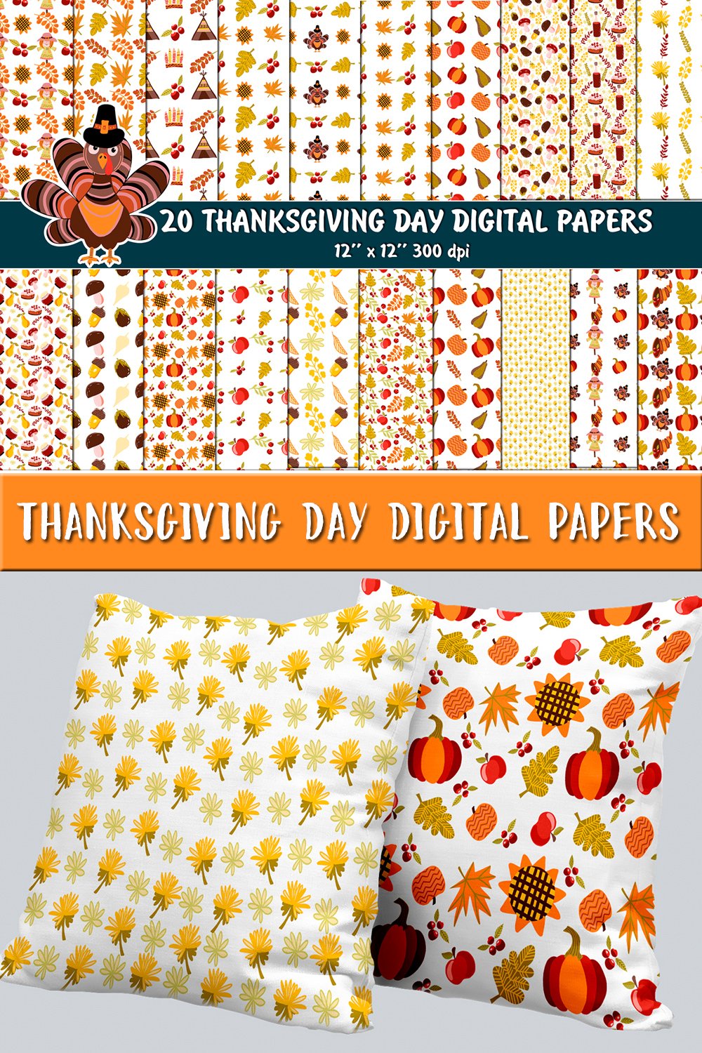 Thanksgiving day digital papers, Autumn patterns, Fall paper