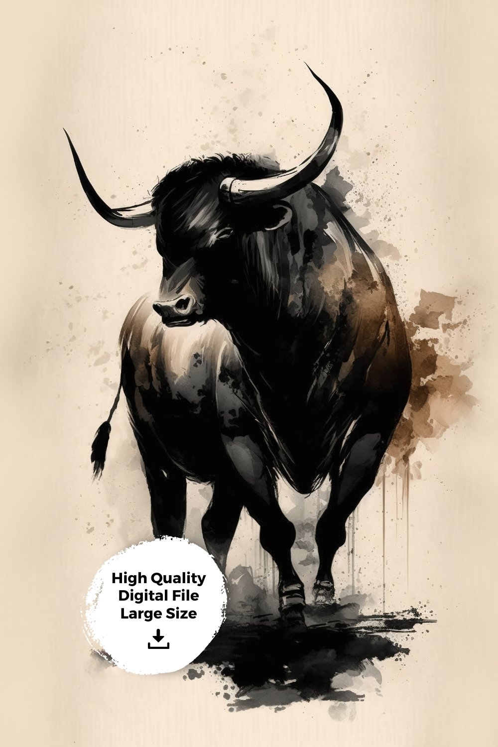 Japanese Painting Bull Wall Decor Asian Vintage (2540017)