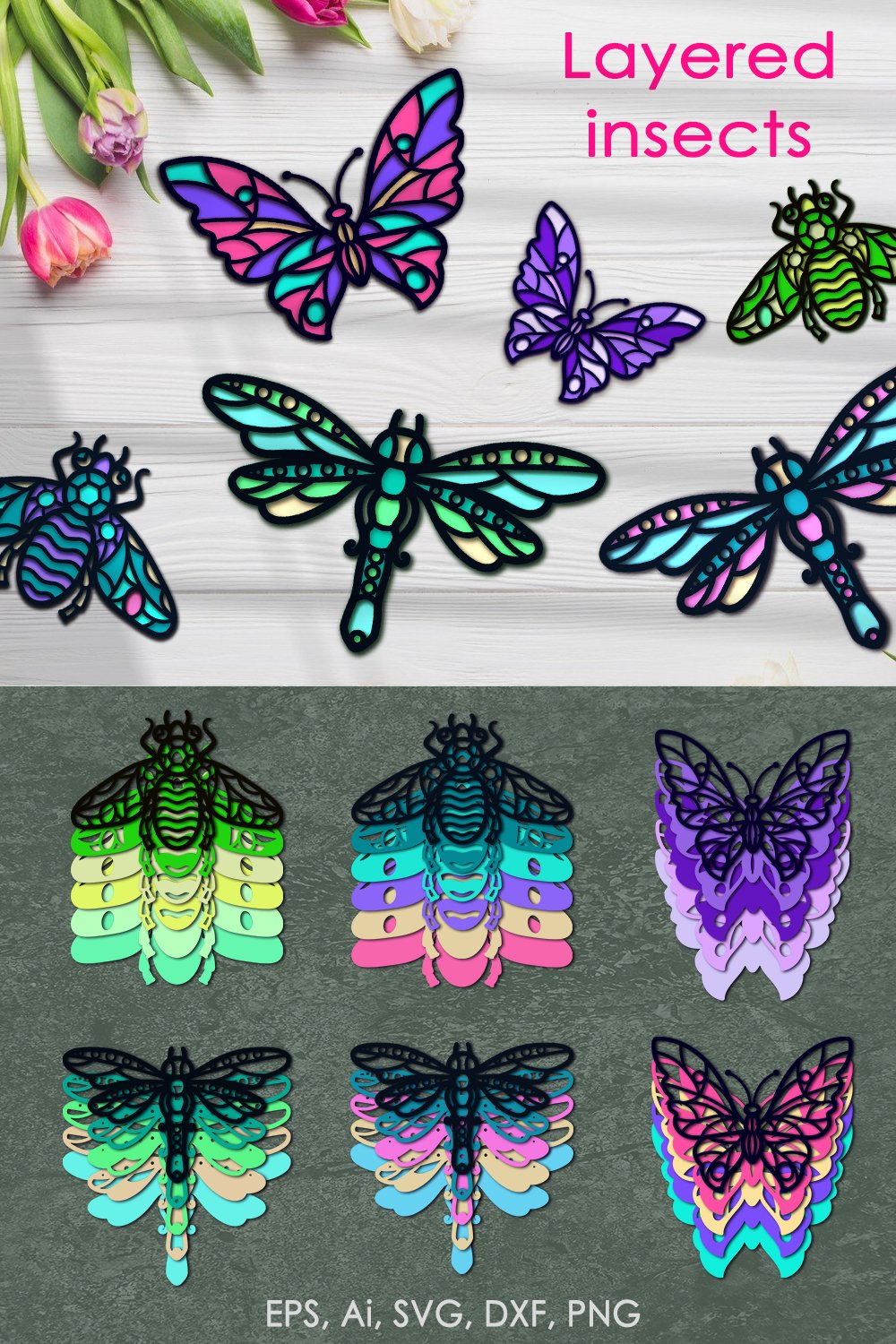 Insects 3D.Cricut SVG File.Craft.