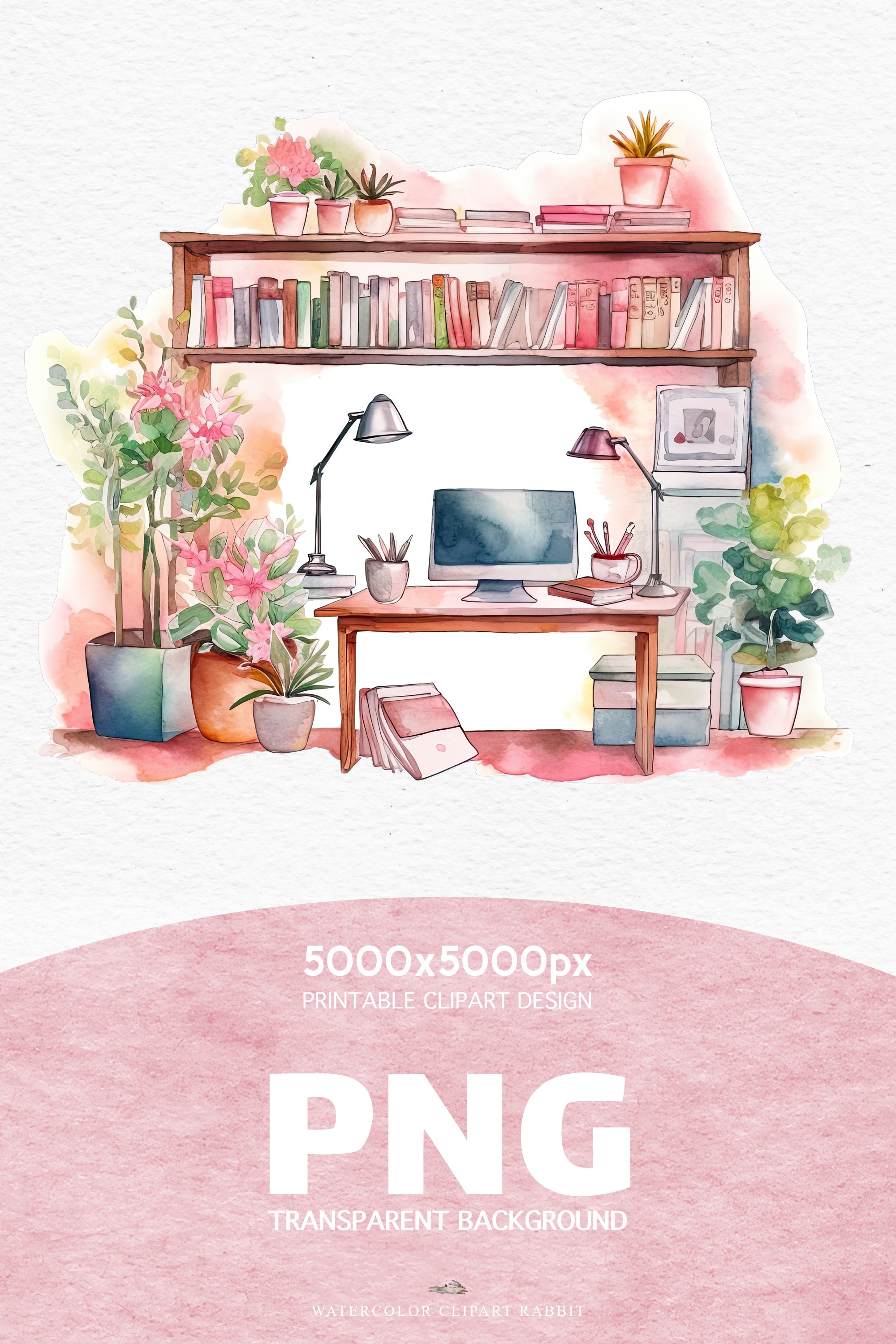 Pink Study Corner Clipart Artist Workspace PNG Scrapbooking