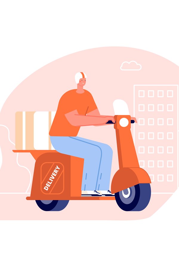 Order and delivery concept. Online shopping and cashless pay