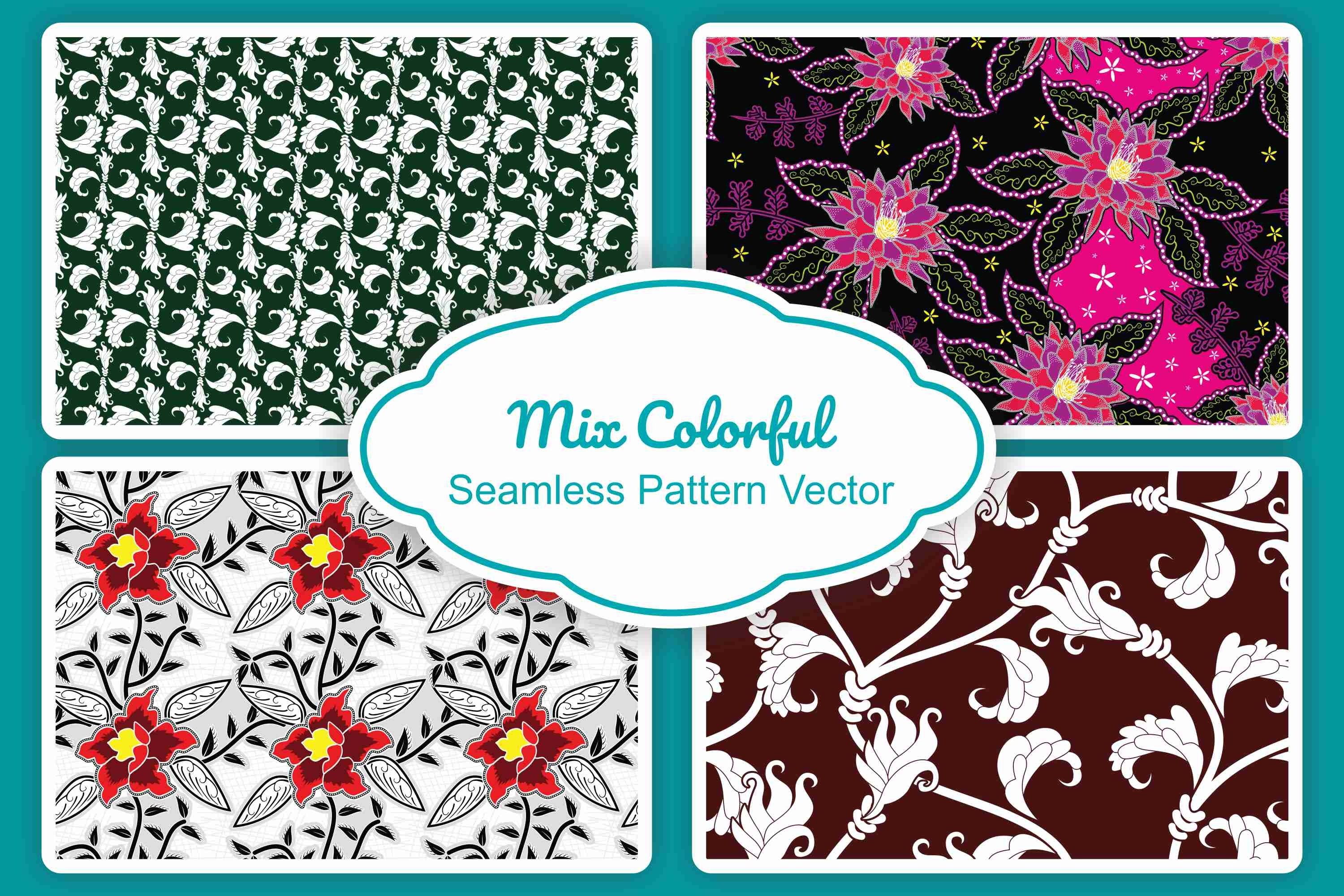 Mix Colorful Floral Pattern Vector vol.1