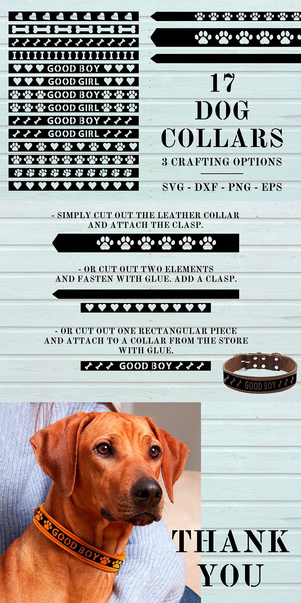 Dog collar svg file for leather collars Template cutting DIY