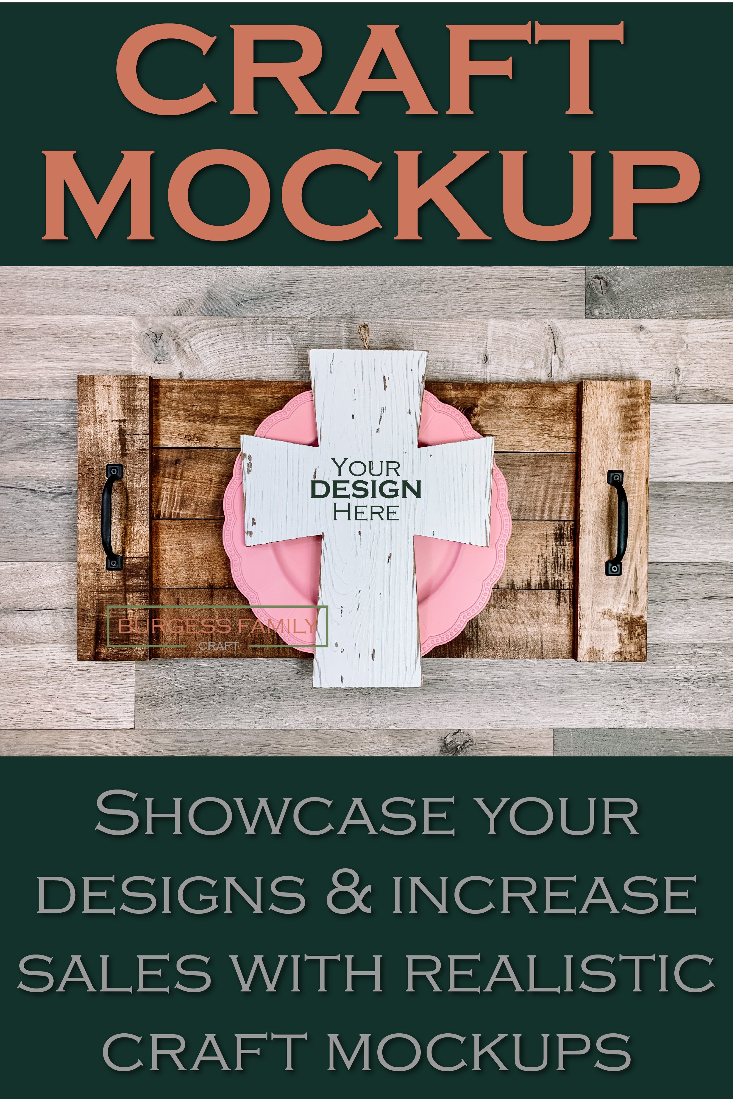 Mockup | Wooden cross Easter | Craft mock up