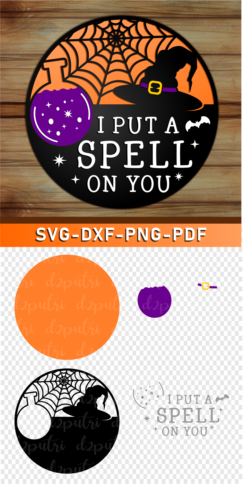 I Put a Spell on You, Halloween Round Door Sign SVG Files