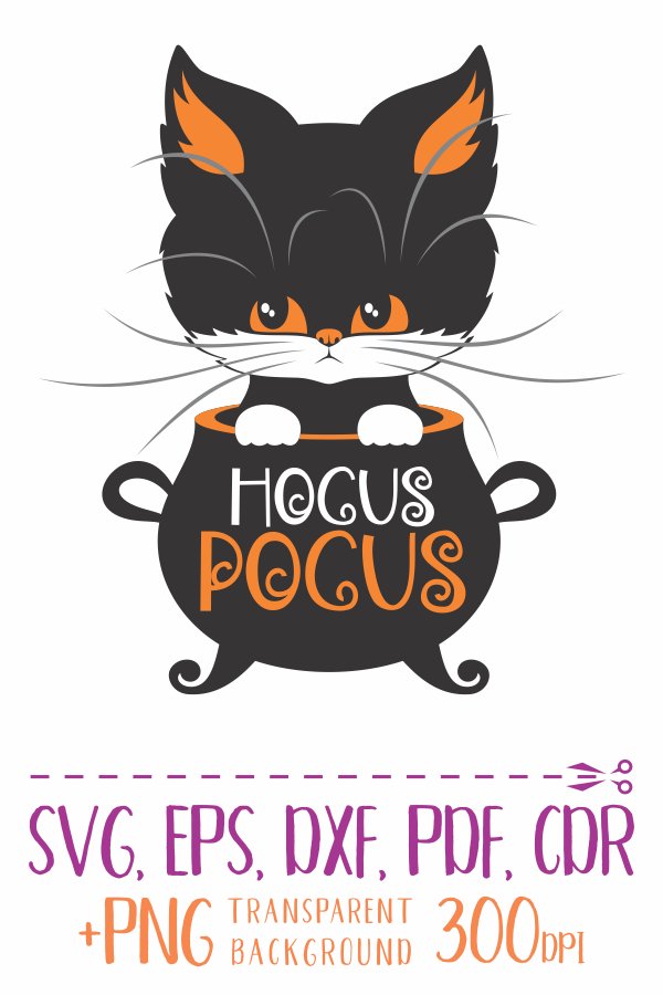 Hocus pocus SVG with black cat