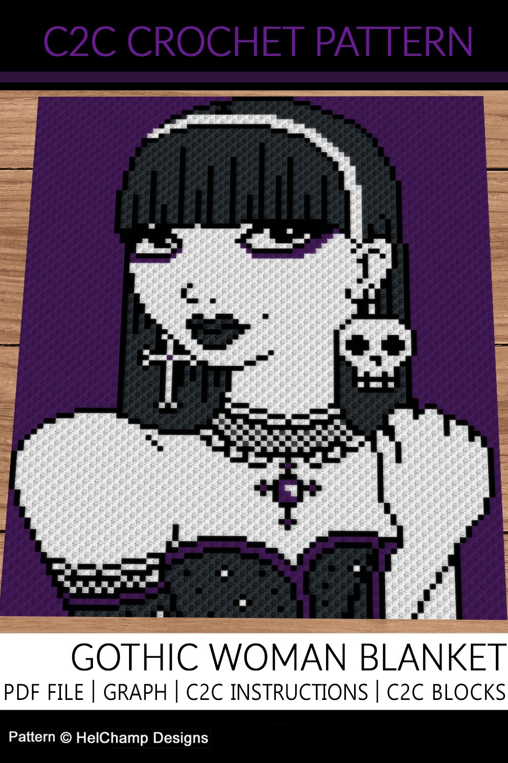 Gothic woman Blanket - C2C Crochet Pattern