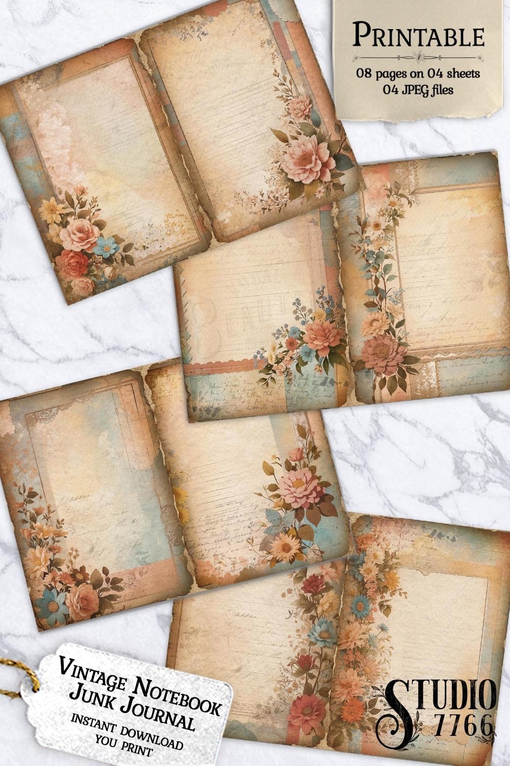 Vintage Notebook Junk Journal Pages