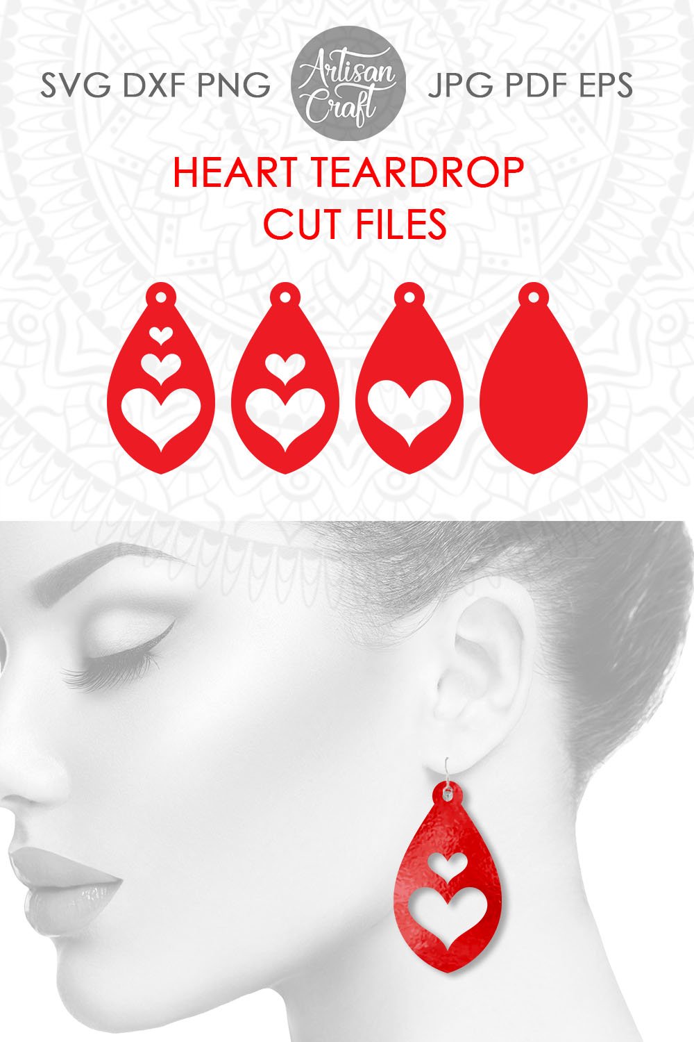 Tear drop earrings SVG, valentines jewelry, heart (1057175)