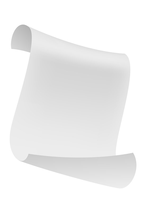 Paper sheets. Falling sheet down with curved corners. Clean