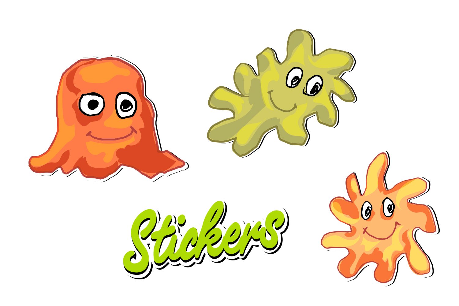 Stickers of different microbes, viruses