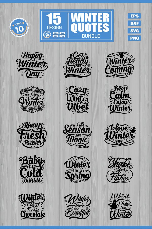 Winter quotes bundle SVG, EPS, DXF, PNG - Winter svg bundle