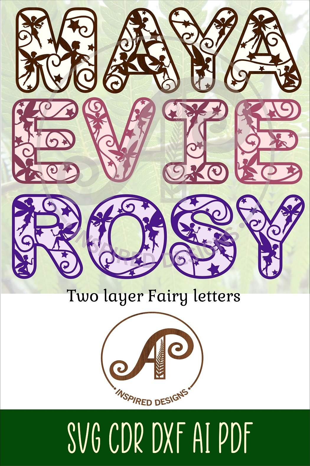 Fairy theme alphabet set. 2 layer 47 letters.