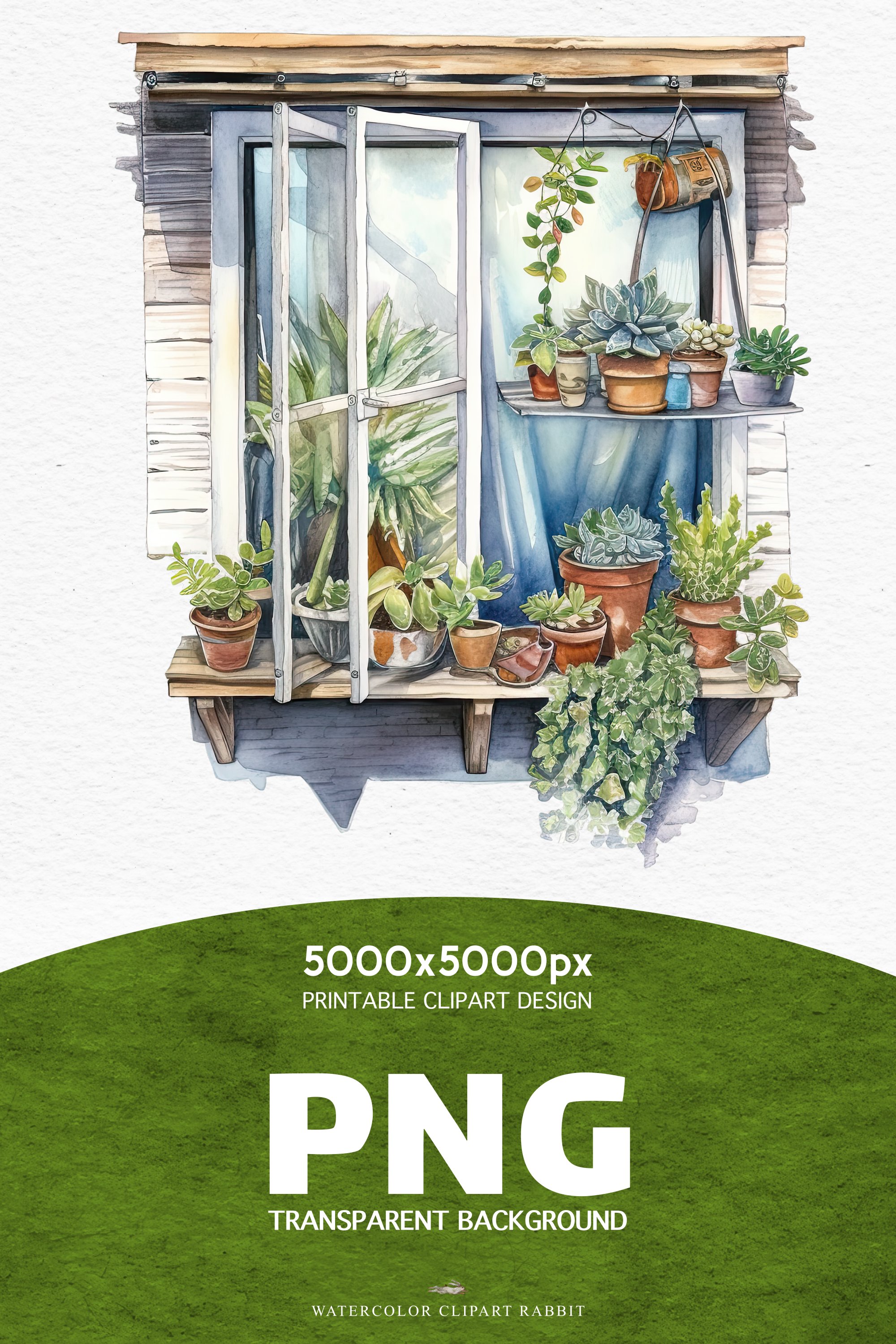Floral Window Flowers Clipart PNG Scrapbooking Nursery Art