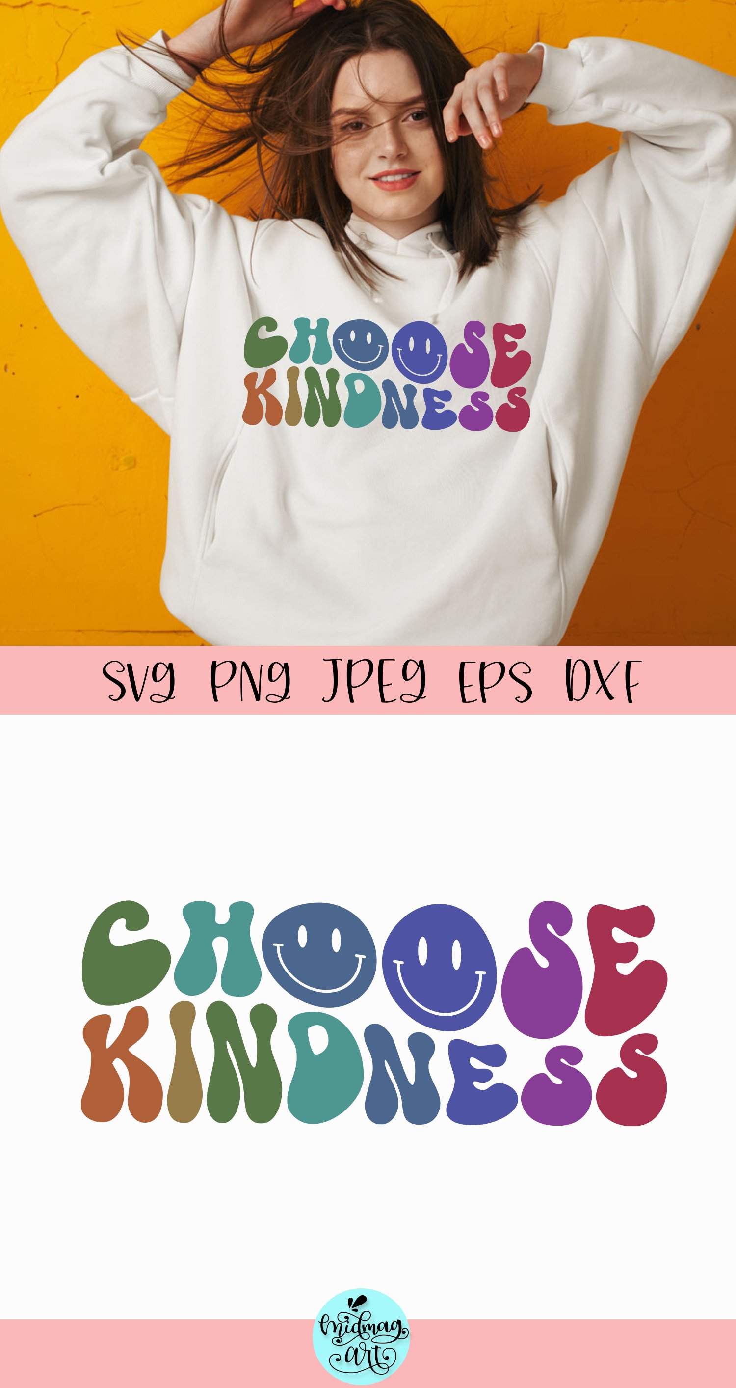 Choose kindness svg, inspirational groovy svg