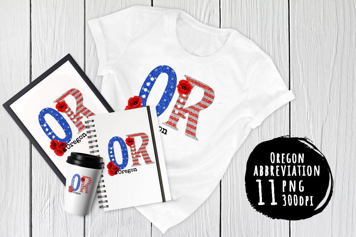 State abbreviation. USA sublimation. Oregon
