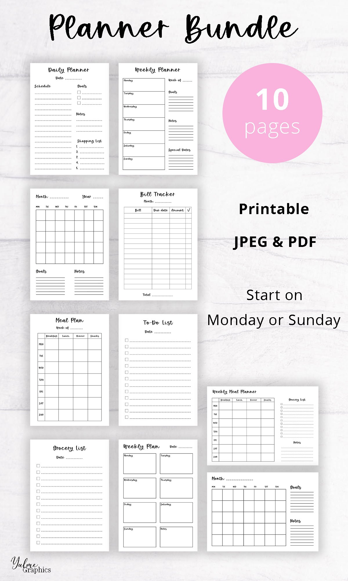 Planner Bundle. Planner Pages. Printable Planner (1680666)