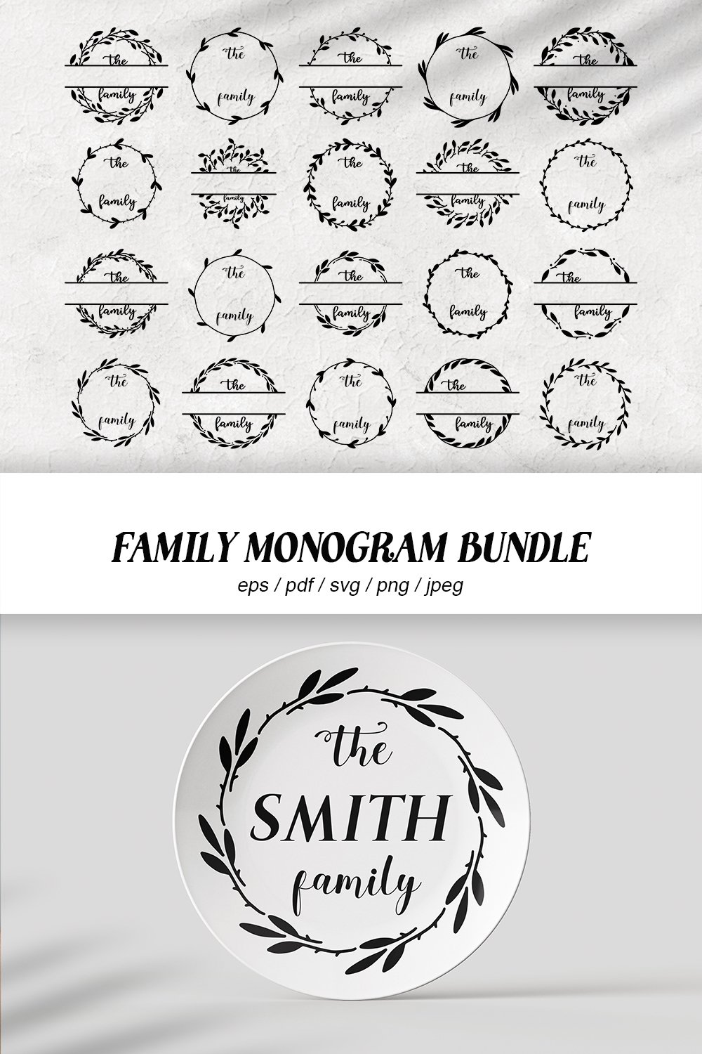 Family monogram bundle. Round signs collection (1829781)