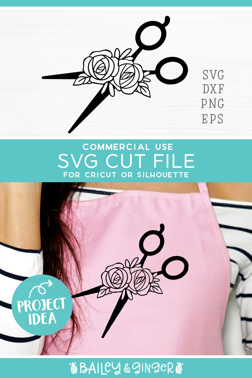 Pretty Floral Scissors SVG | Hairdresser SVG
