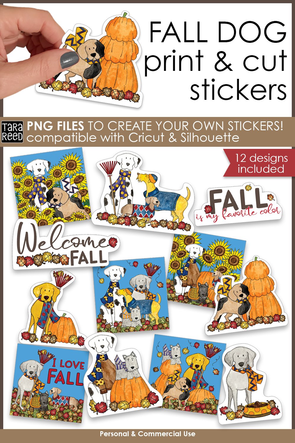 Printable Stickers for Fall - print and cut Dog Stickers