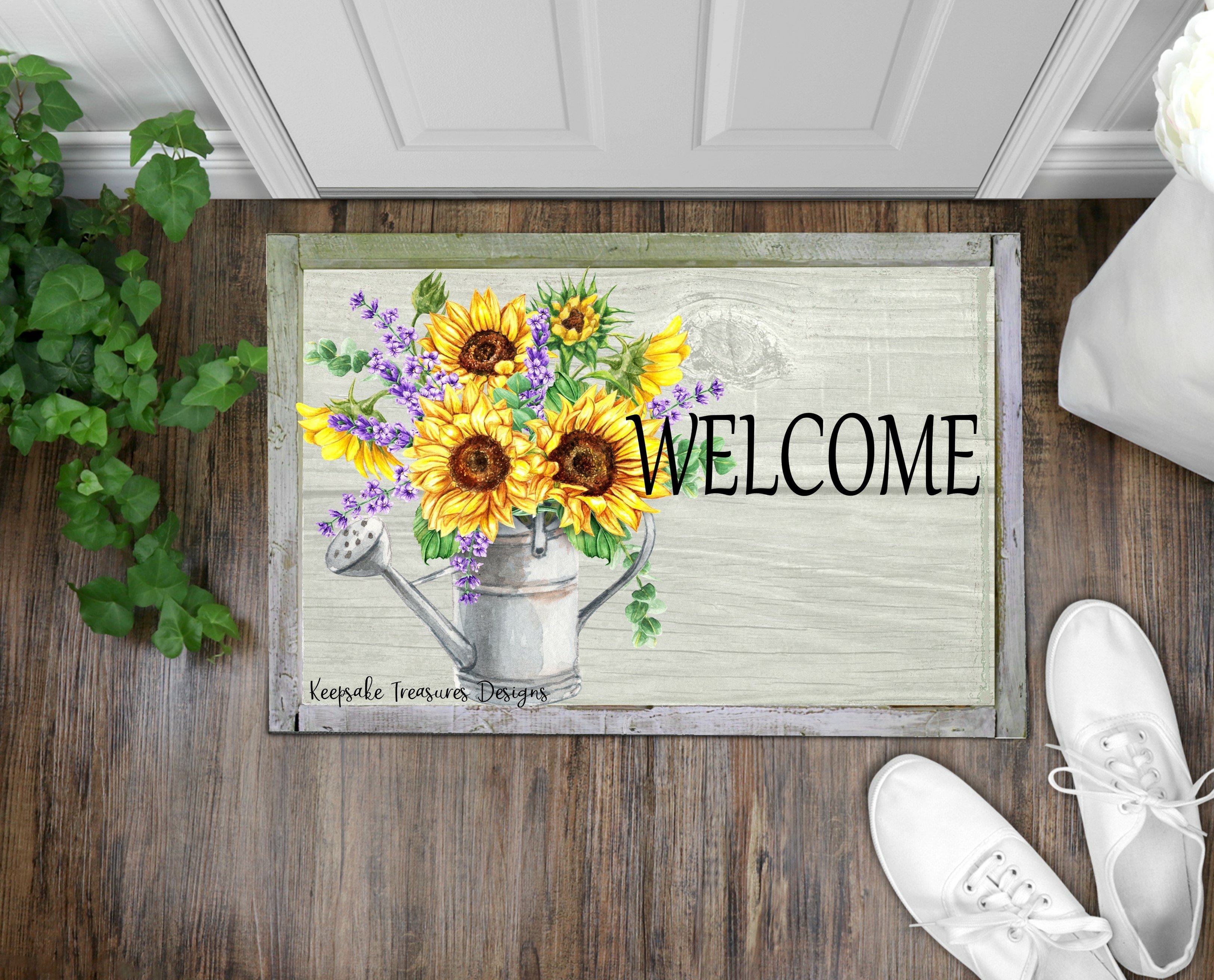 Welcome, Rustic, Sunflower, Door Mat Template, Sublimation