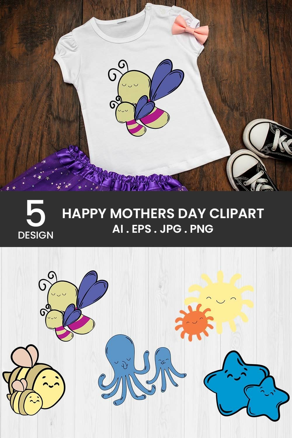 Happy Mothers Day Clipart With 5 Variations
