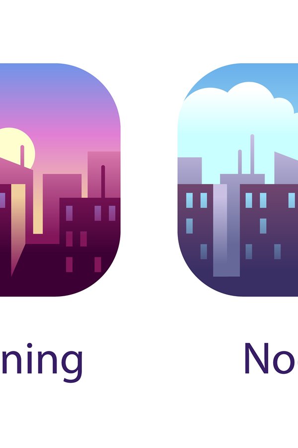 Different times of day. Night, morning, noon and evening in