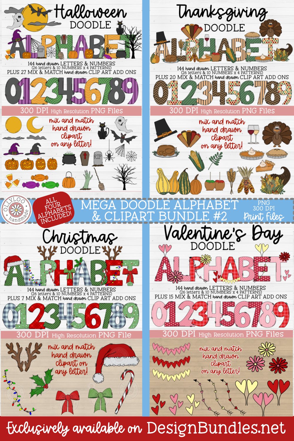 Mega Doodle Alphabet Bundle with Hand Drawn Clipart #2