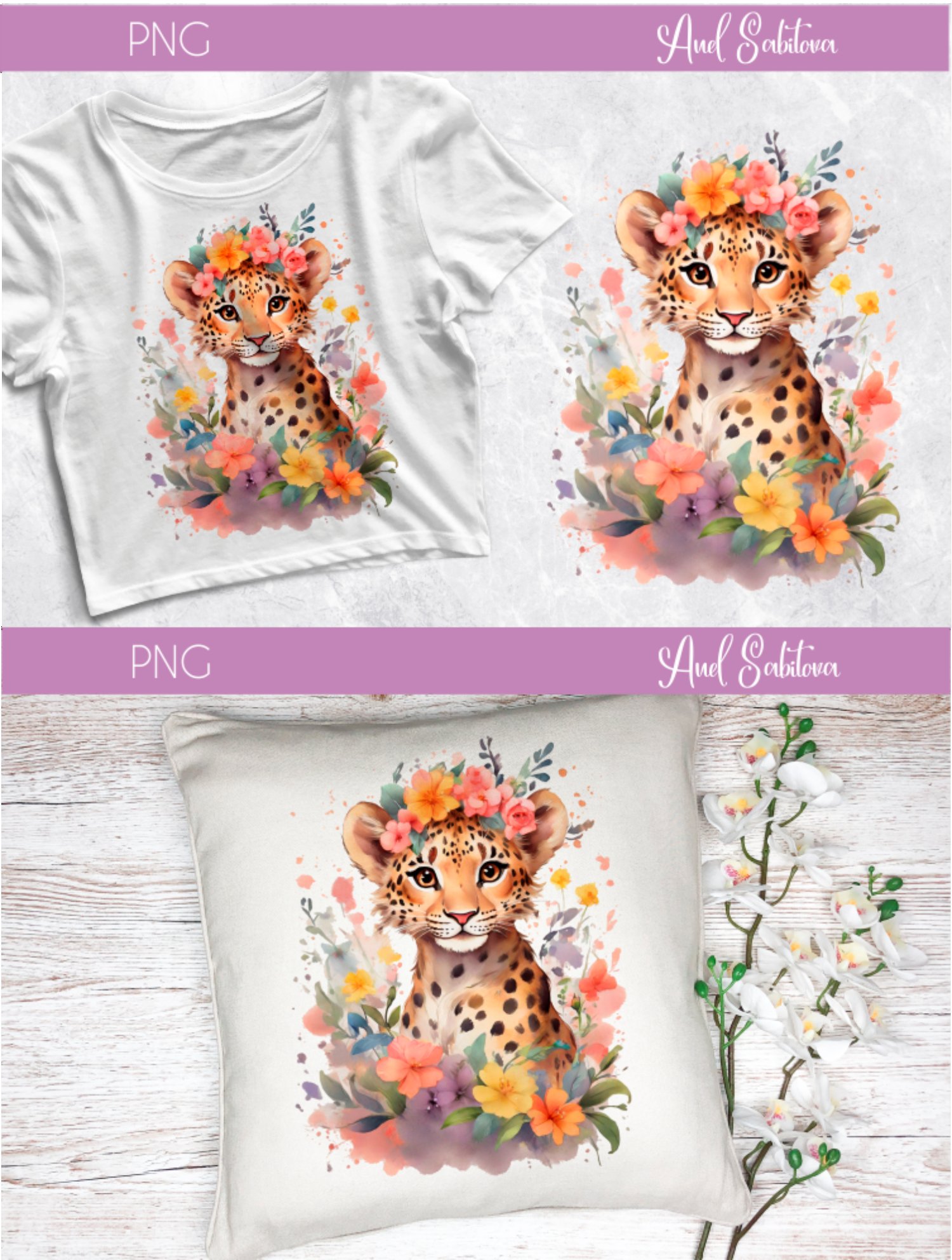 Floral Tiger, Sublimation design