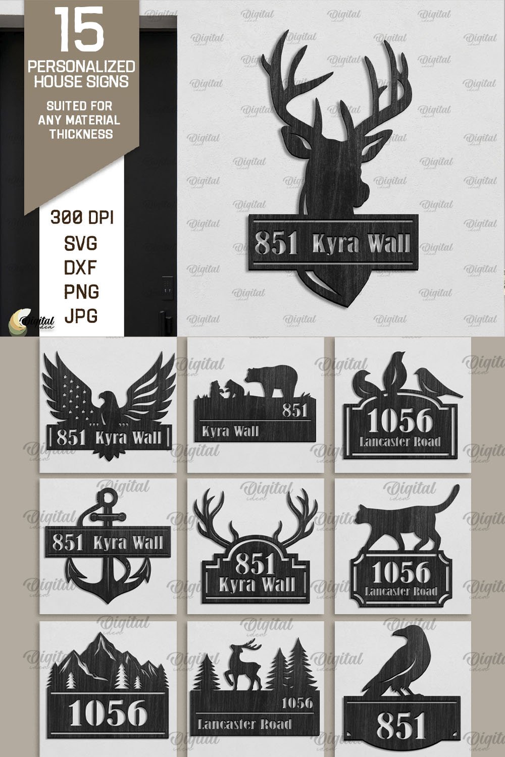 Personalized House Signs Laser Cut Bundle. Home Decor SVG