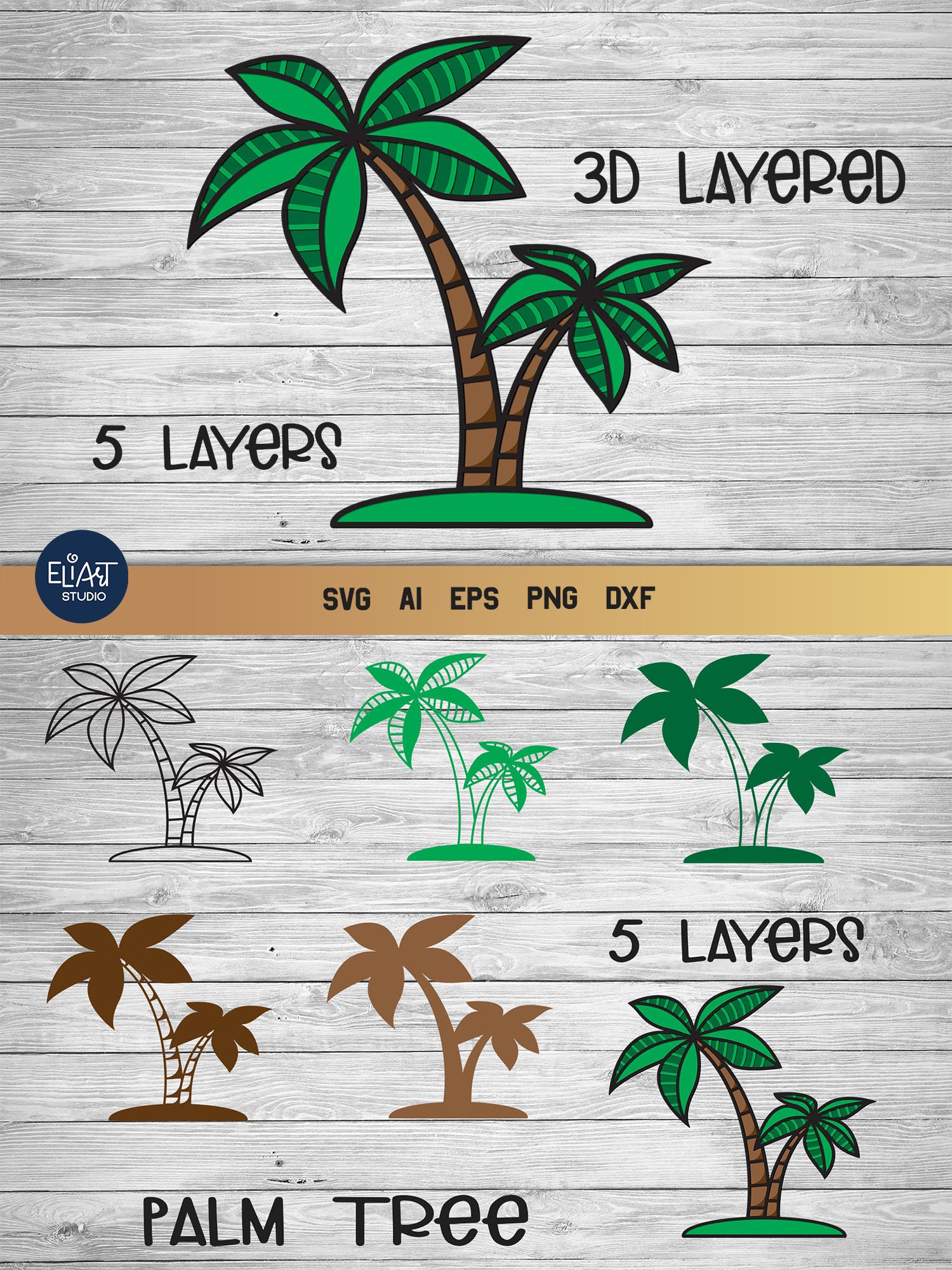 Palm Tree SVG | 3D Layered Tropical SVG Summer Design