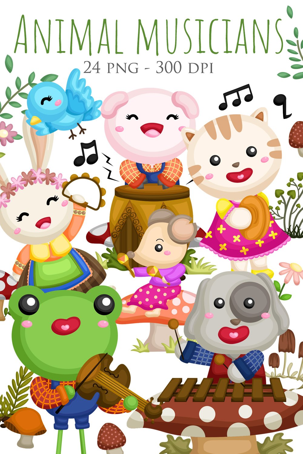 Animal Musicians Performance Show Cartoon Sticker Clipart