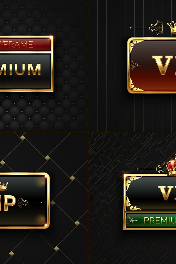 Golden Vip frame. Premium banner with gold insignia crown. B