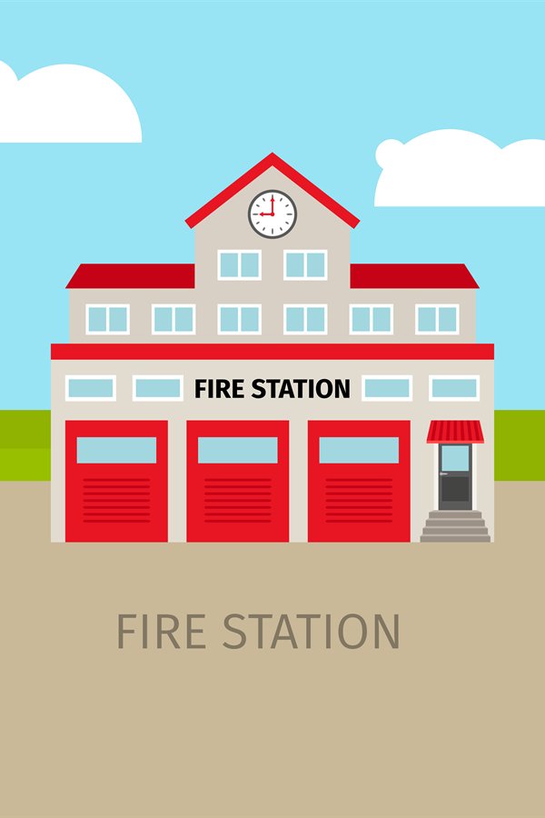 Colored fire station building