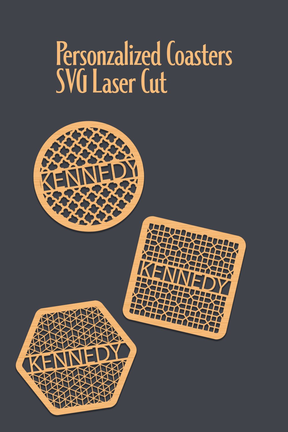 Personalized Monogram Coasters Laser Cut SVG Files