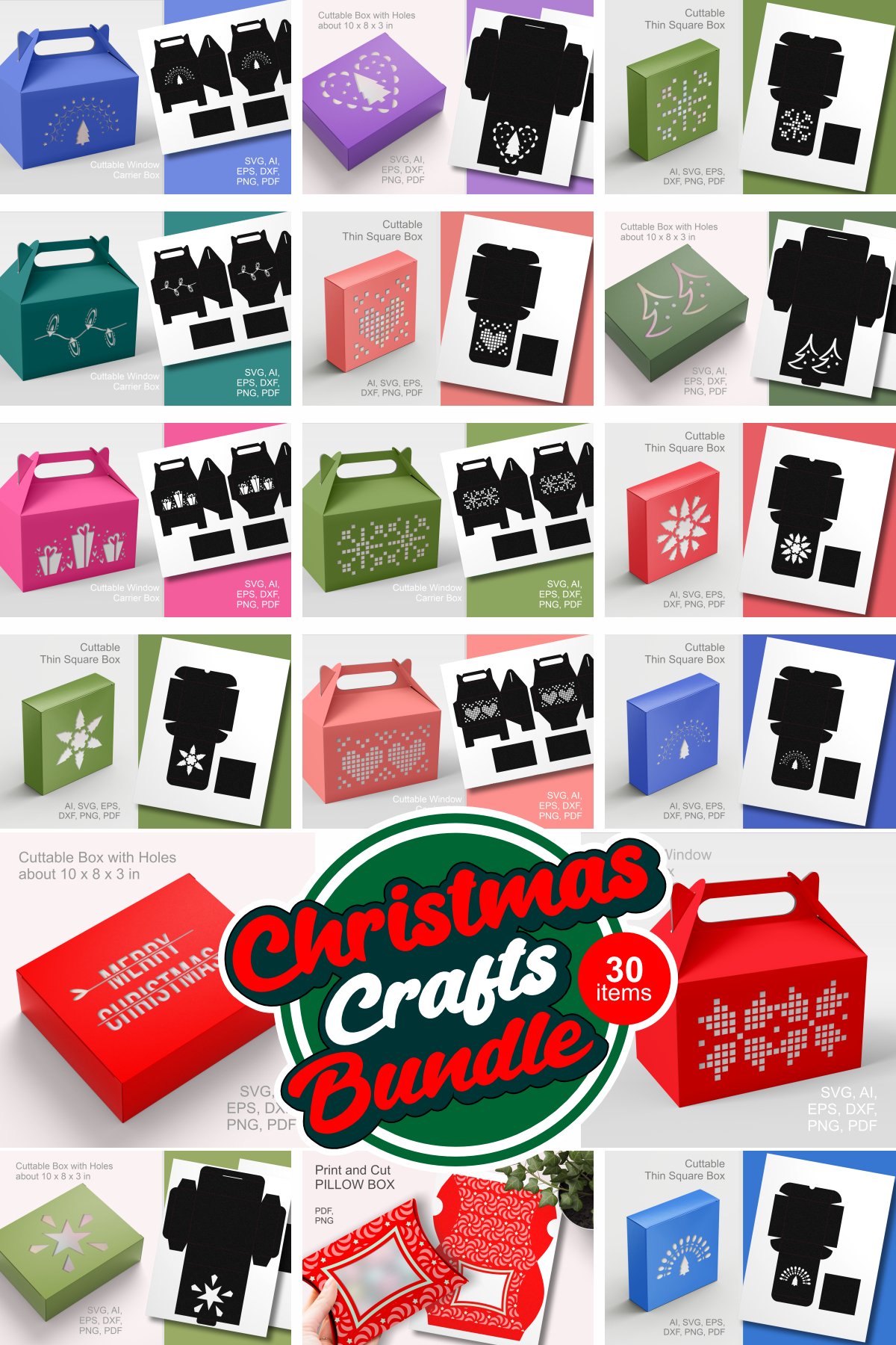 Christmas Crafts Bundle - Paper Cut Bundle of 30 Templates