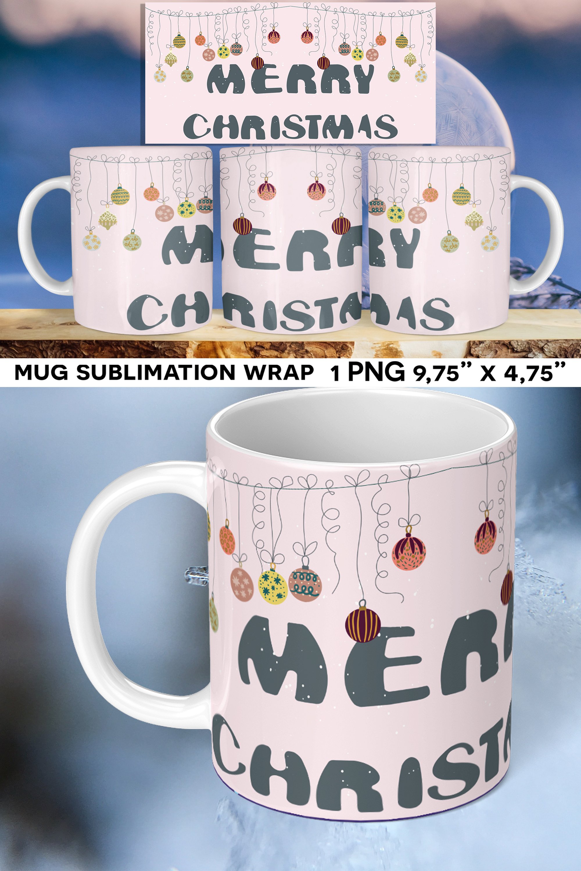 Merry Christmas Decoration Mug Sublimation Wrap