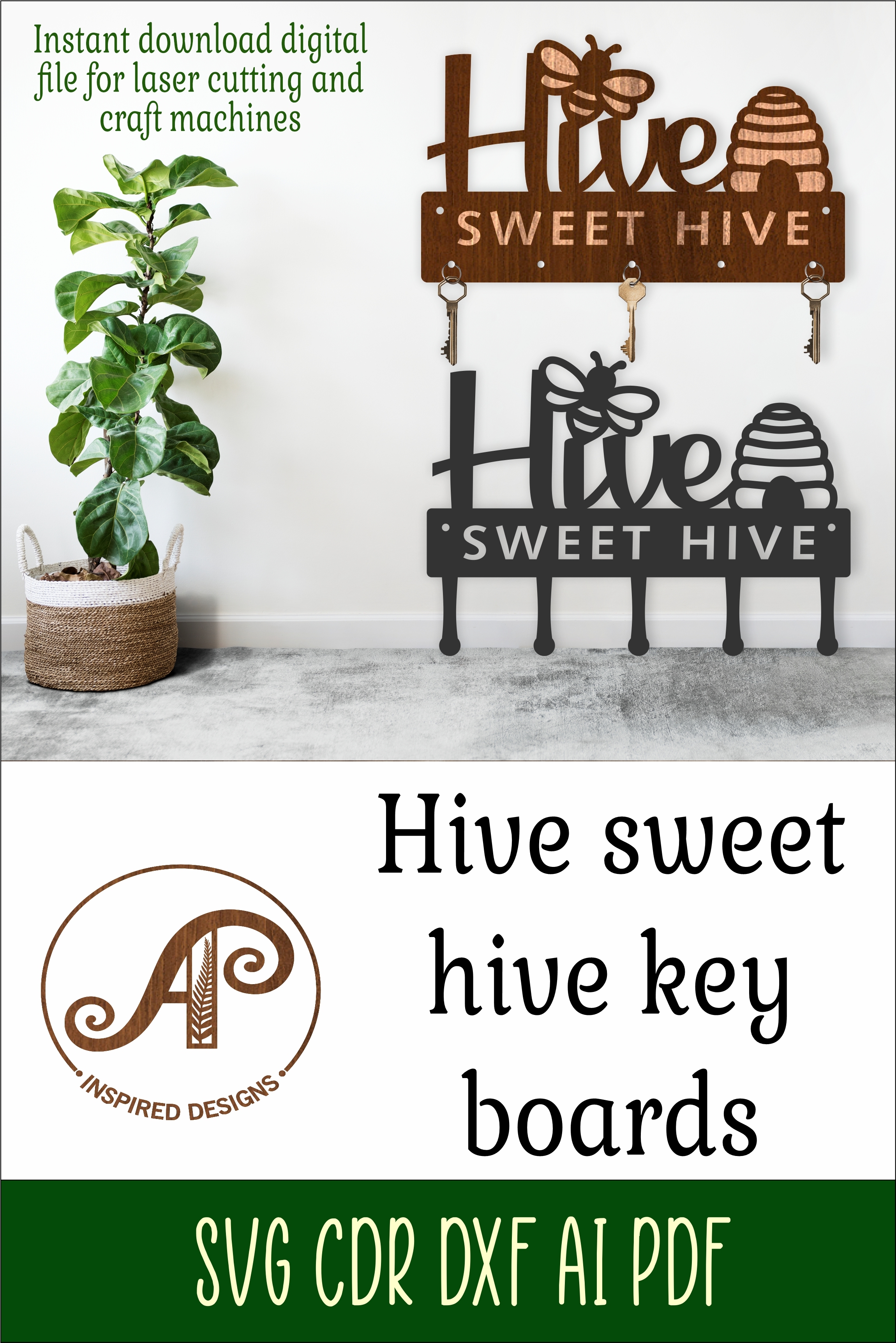 Hive sweet Hive bee Key holder designs for wood and metal