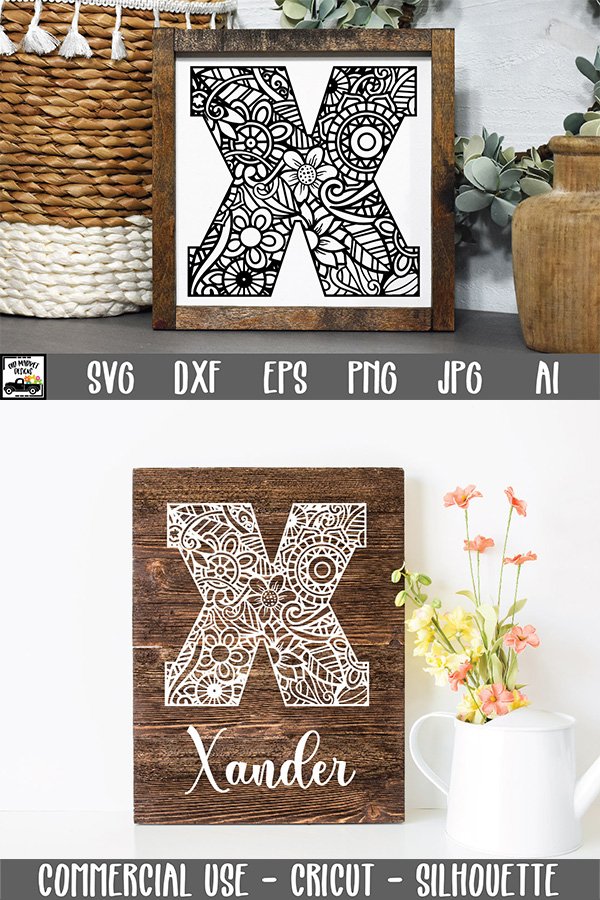 Letter X SVG Cut File|Mandala Monogram Letter X SVG File