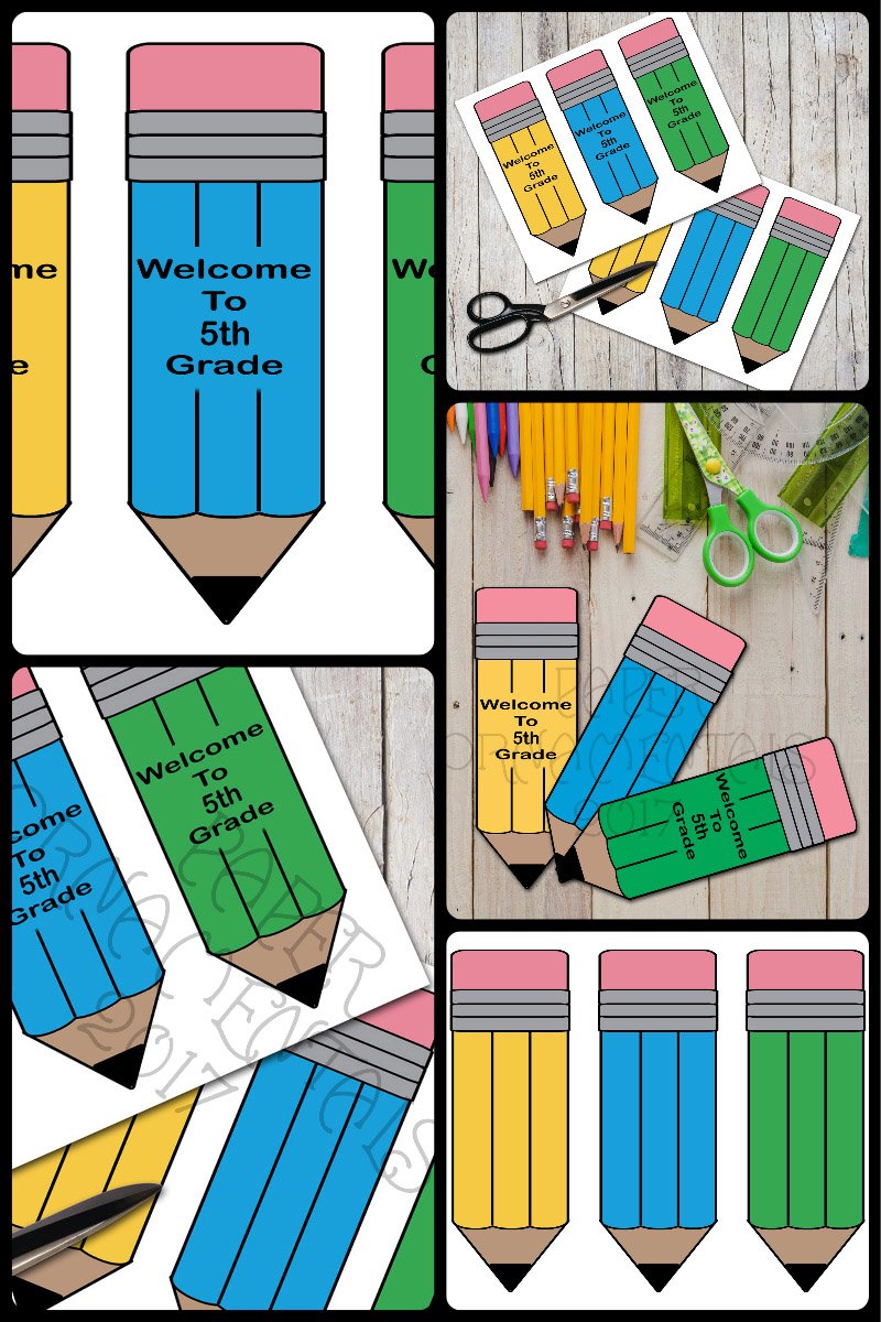 Pudgy Pencils 5th Grade Plain Printable Bookmark Set