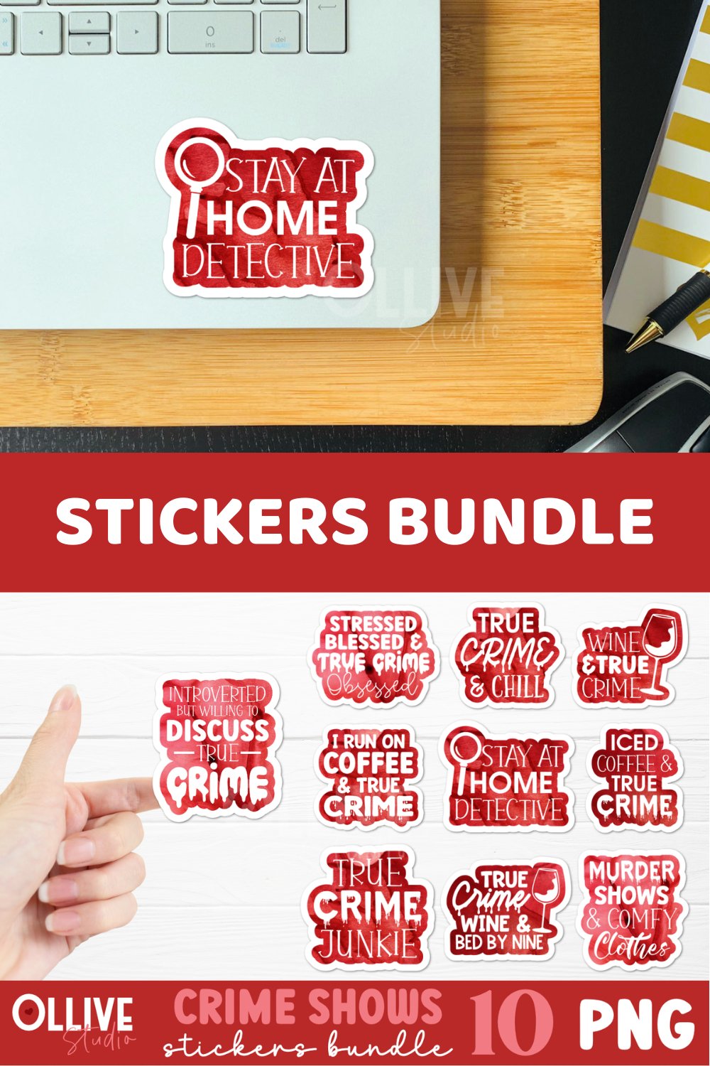 True Crime stickers PNG Bundle | Murder Shows Stickers PNG