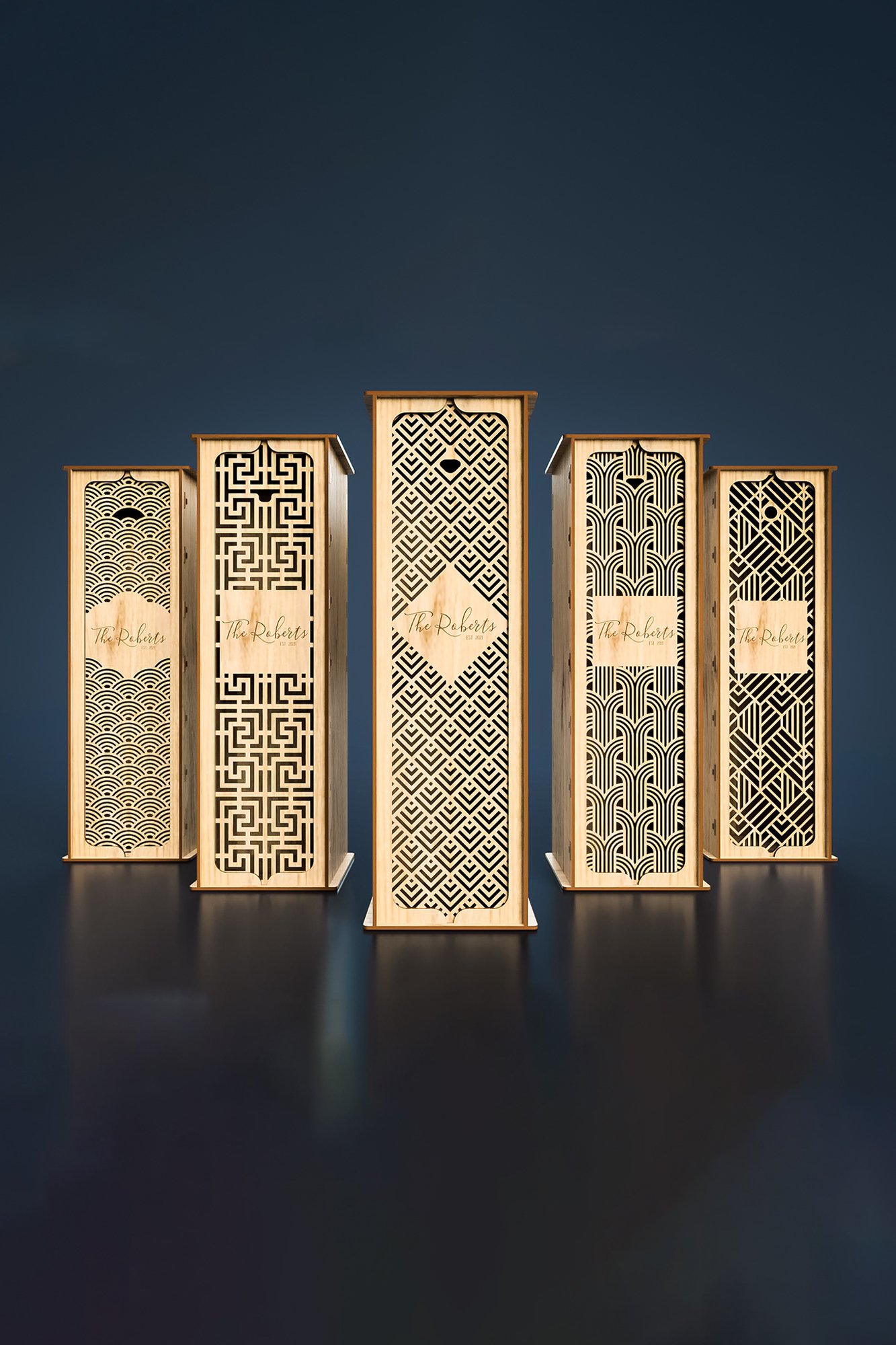 Wooden Wine Box SVG Files, Personalized Wine Box Laser Cut