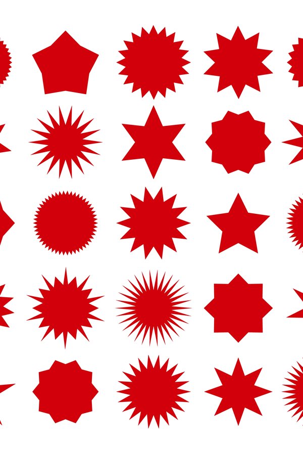 Red star burst shapes