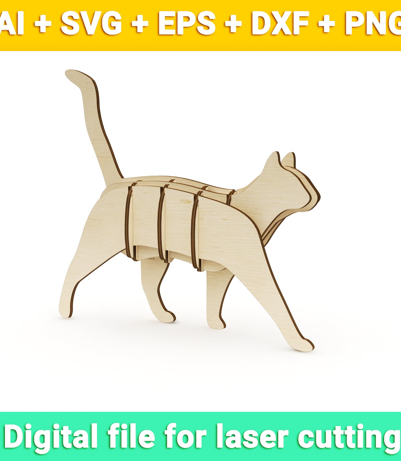 Plywood cat figurine vector for CNC svg vector file