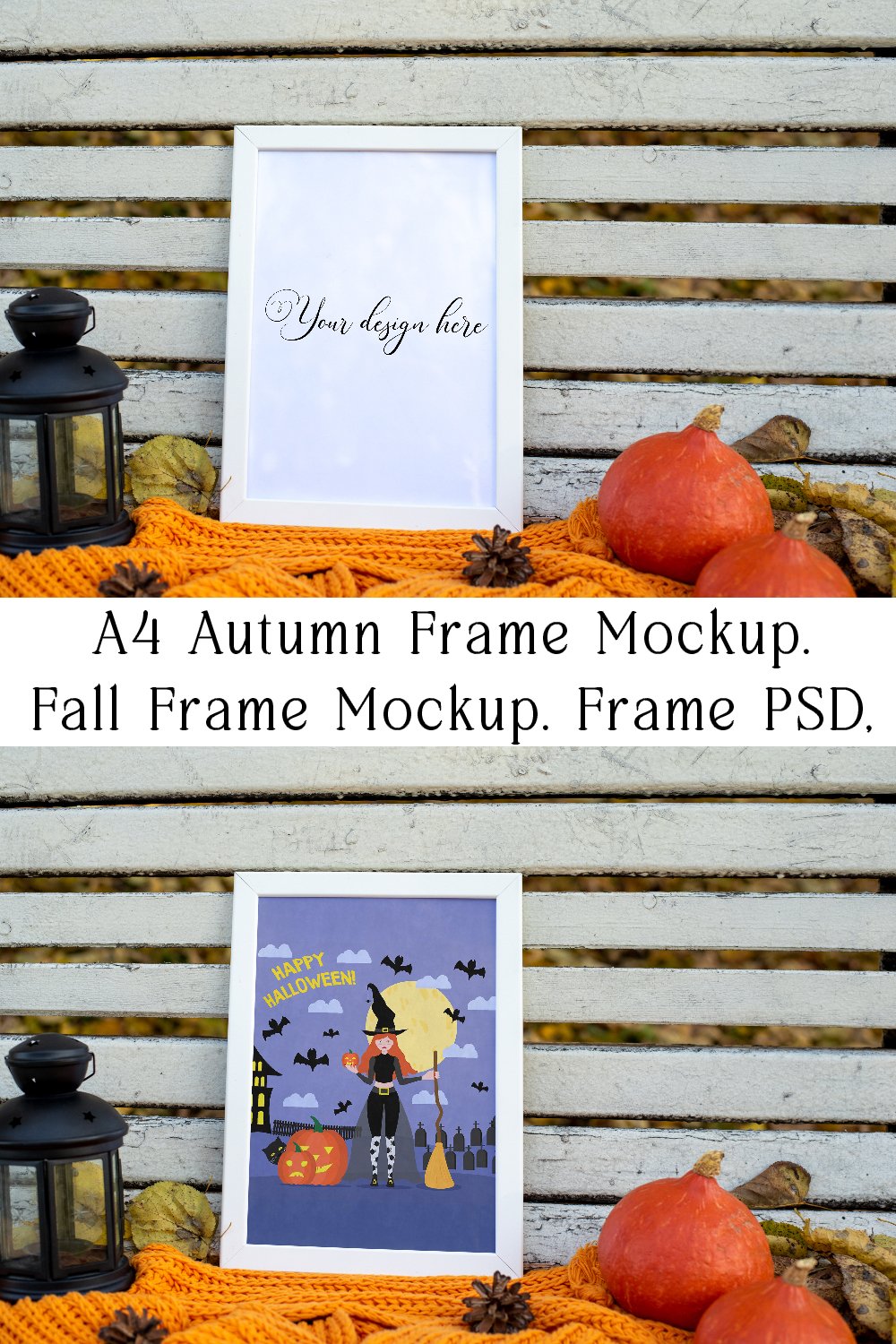 A4 Autumn Frame Mockup. Fall Mockup. Frame PSD mockup.