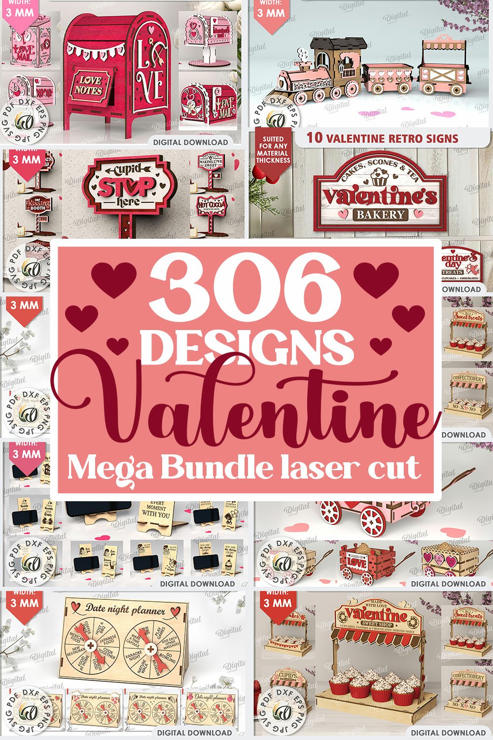 Happy Valentine's Day Mega bundle laser cut. Love (5045573)